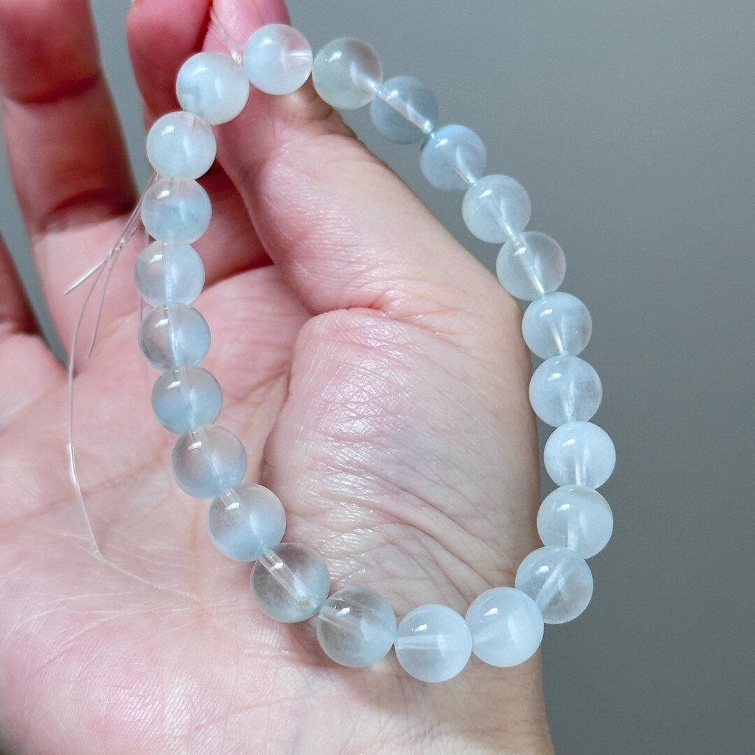 Fluffy Baby Blue Amphibole Quartz Bracelet With a Blue Amphibole Point ...