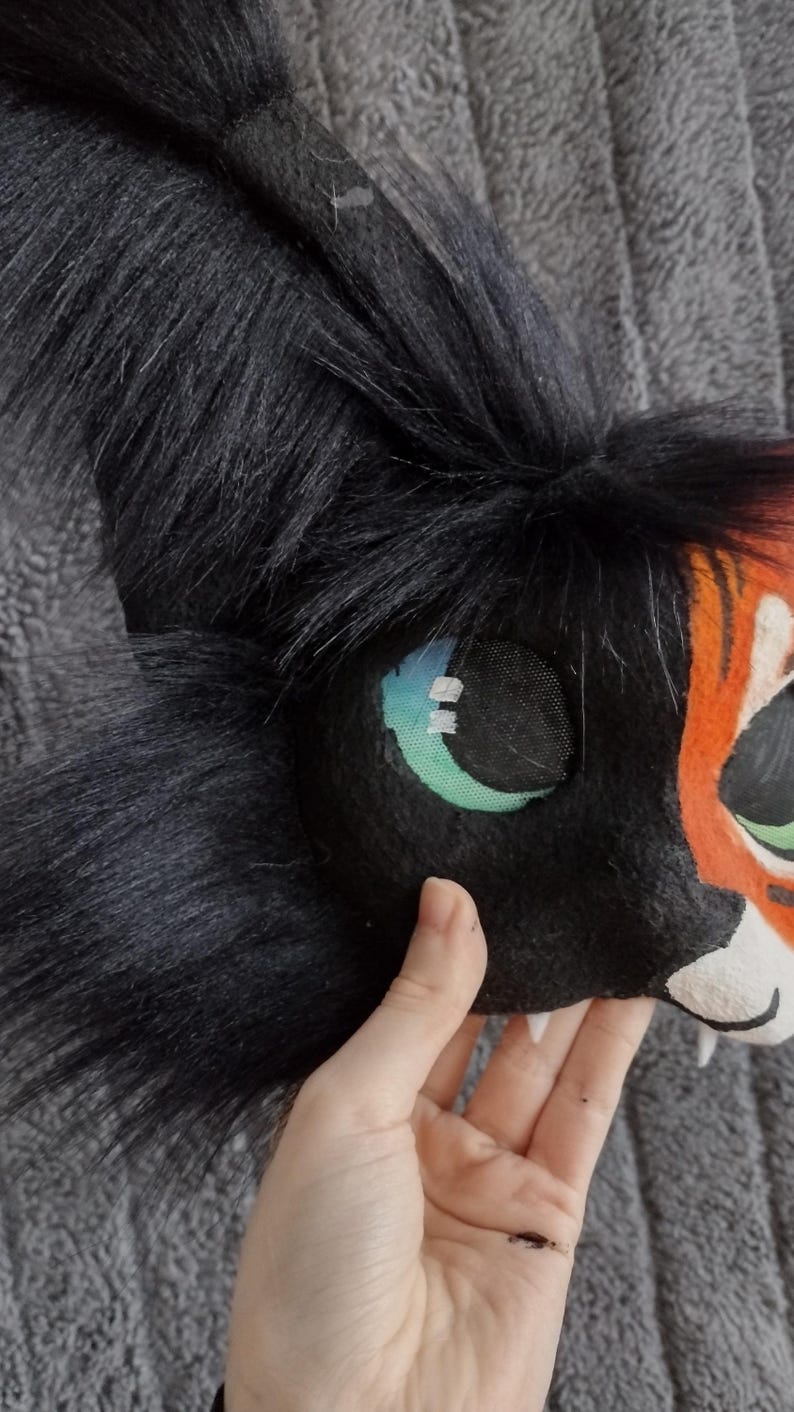 HQ Black + Orange Tabby Chimera Cat Therian Mask || Lined + Padded - Etsy