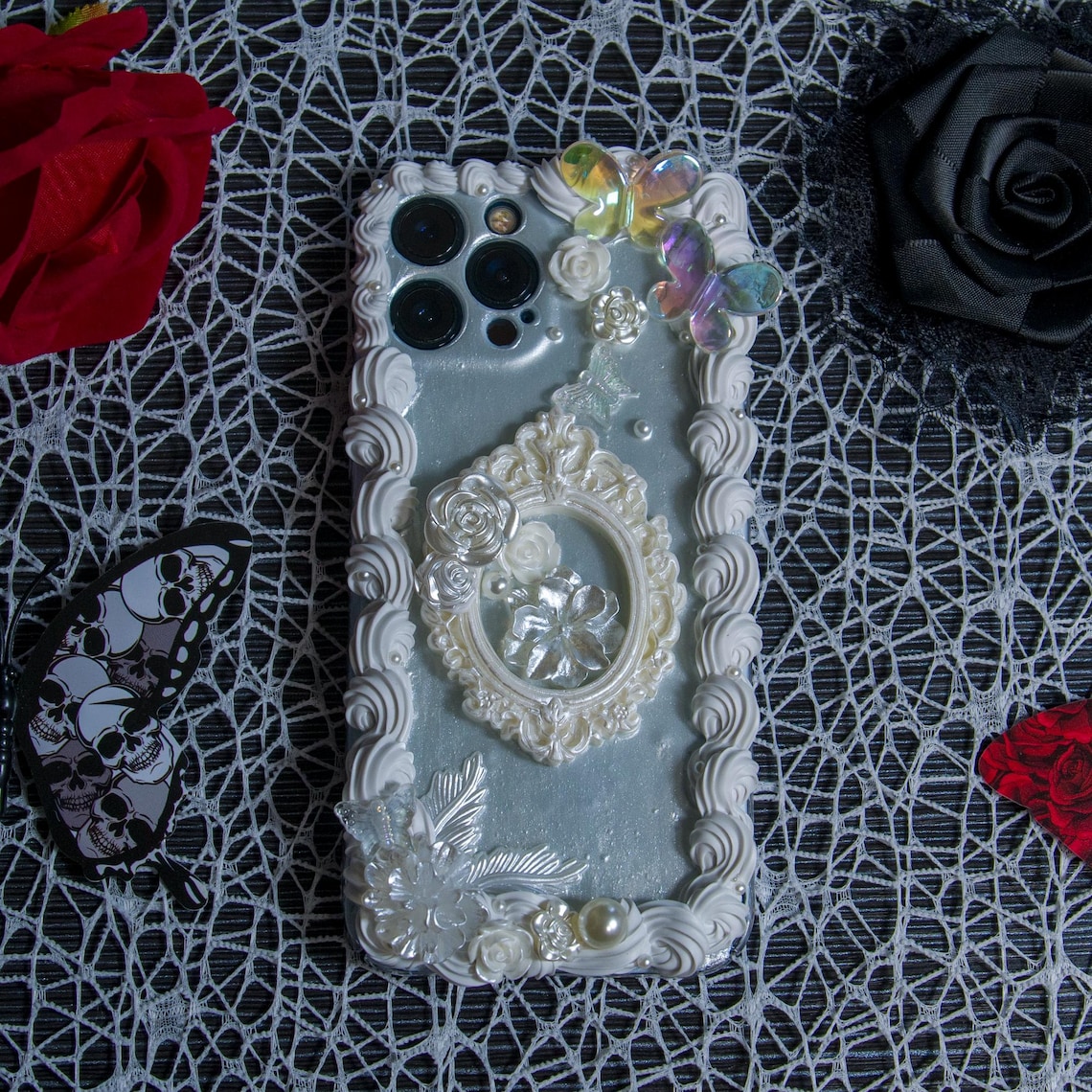 Light Blue Angel Baroque Cream Gel Phone Case Handmade Custom, White ...