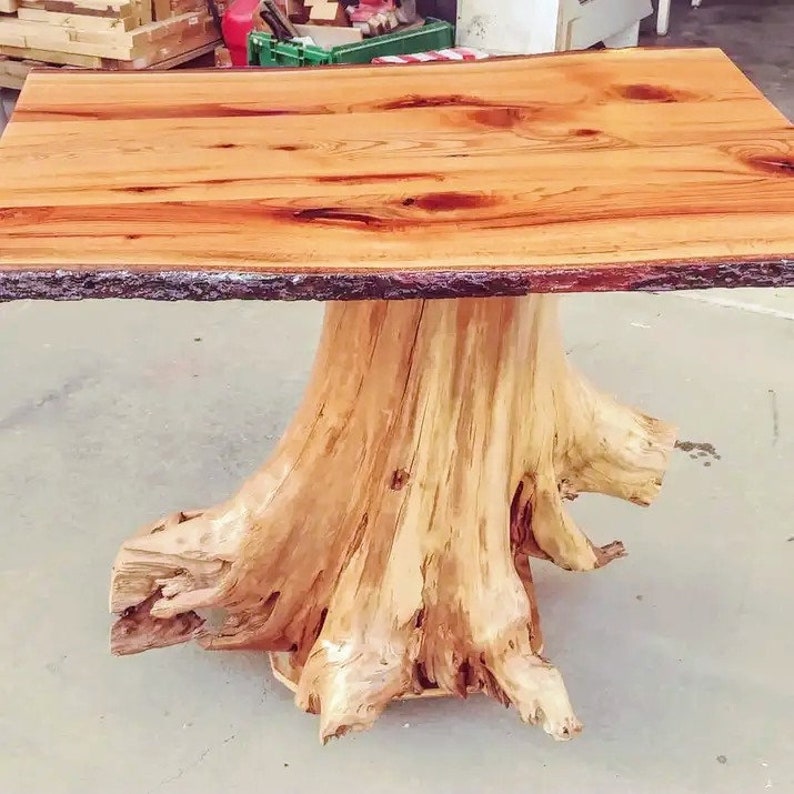 Red Oak Slab Table With Juniper Stump Base. Epoxy Finish. - Etsy