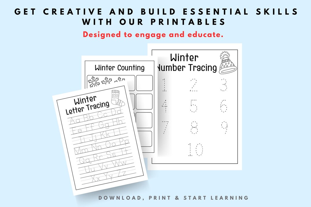Winter Activity Bundle for Kids | Snowflake Counting, Letter Tracing ...