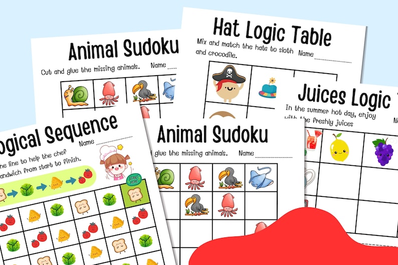 Logic Game Worksheets: Strategy Games Memory Skills, Cut-and-paste ...