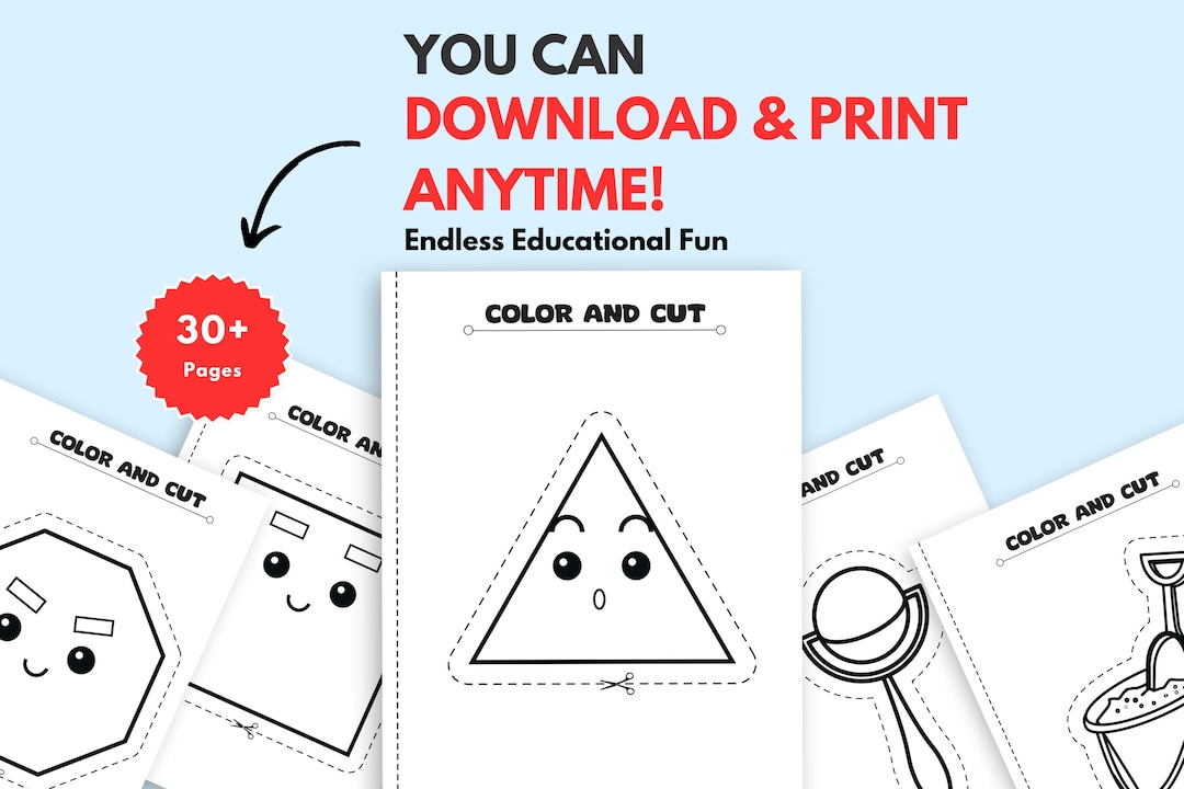 Kids Scissor Skills Printable | Tracing and Coloring Activity Pages ...