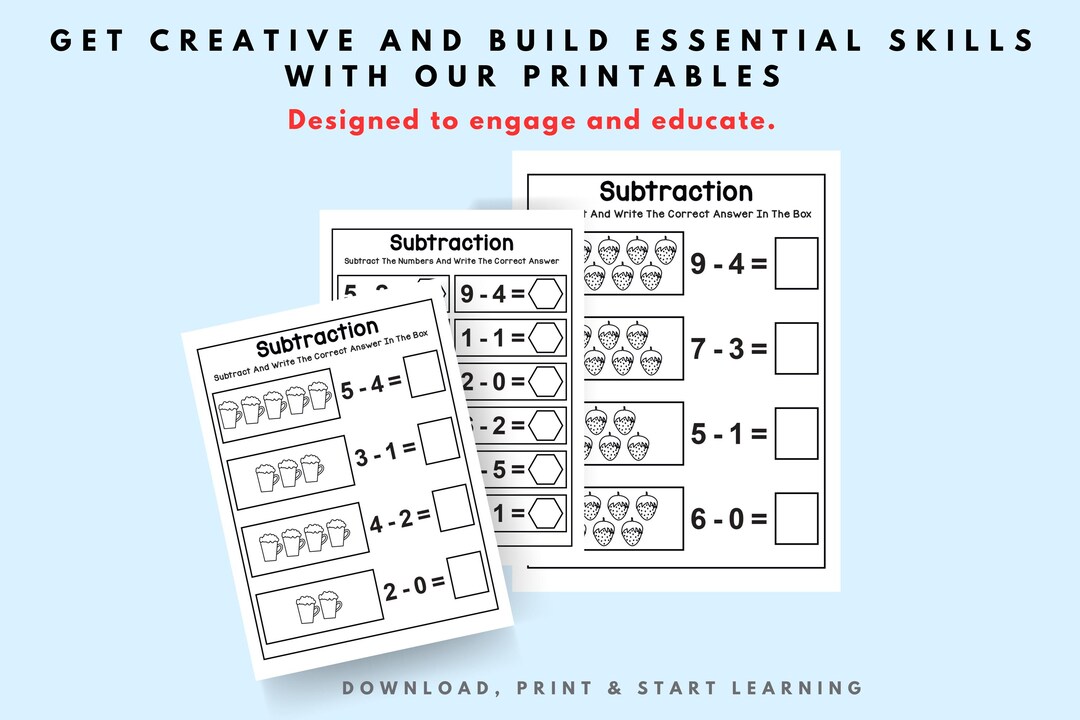 Subtraction Worksheets: Simple Math Pages- Fun Calculation Practice ...