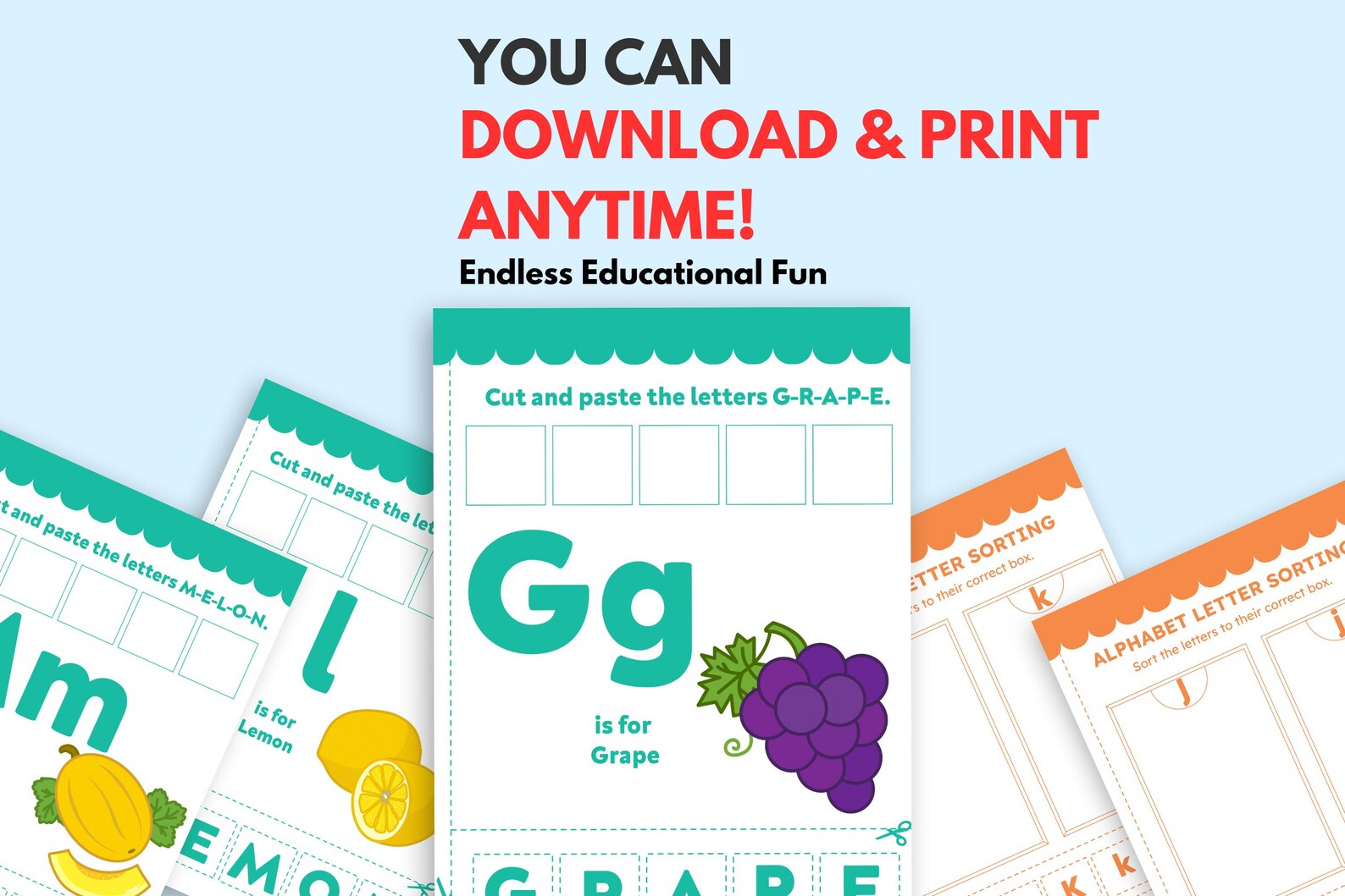 Printable Alphabet Cutouts - Letter Recognition -cut and Paste Activity ...