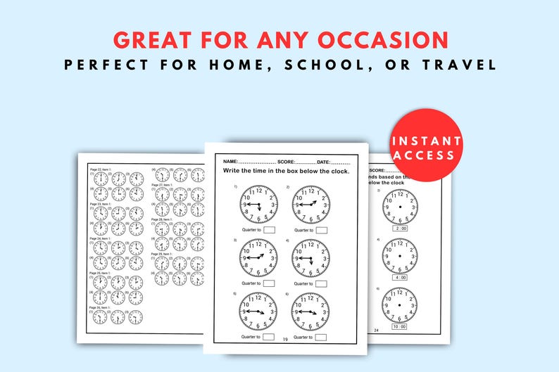 Printable Telling Time Worksheets for Kids | Clock Practice | 'half ...