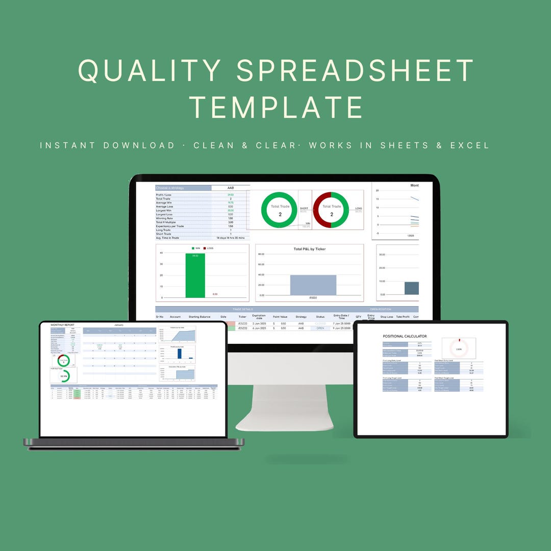 Trading Journal Spreadsheet: Trade Tracker, Automated Dashboard (google ...