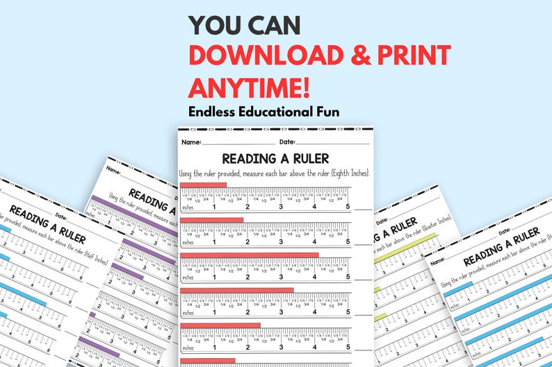 Reading A Ruler Worksheet for Kids | Measuring Length Practice Sheet ...