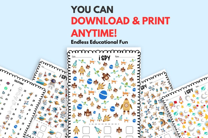 I Spy Space Printable Game - Fun Educational Activity for Kids | Outer ...