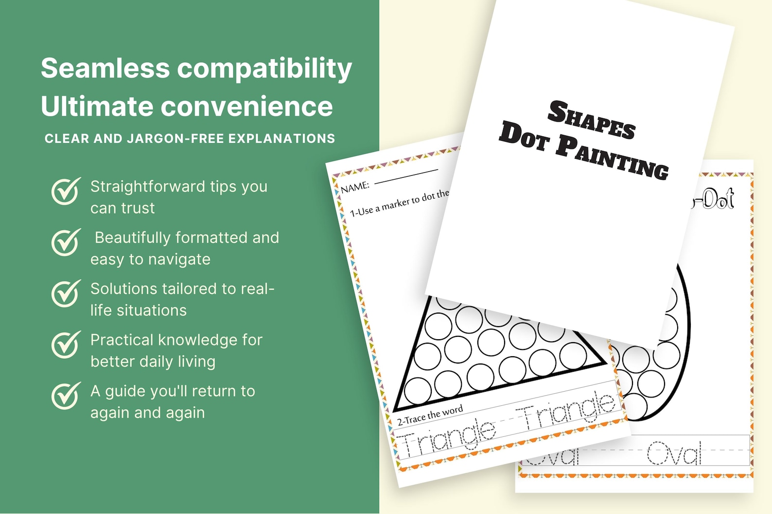 Dot Painting Shapes Worksheets: Preschool Learning Activity (PDF ...