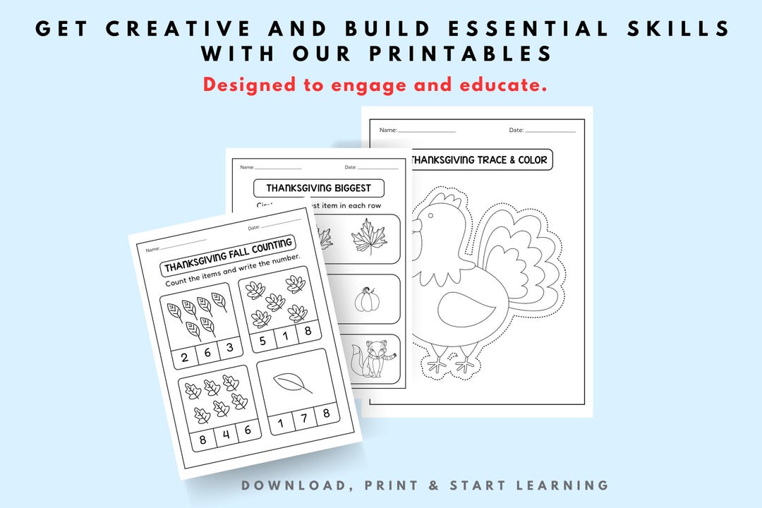 Thanksgiving Color Activity Pack for Kids Mazes, Word Search, Tracing ...