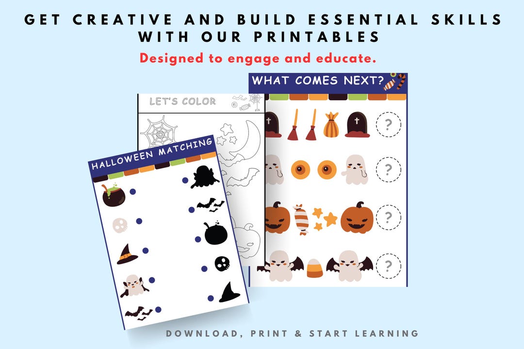 Halloween Activity Pack for Kids With Tracing Mazes Counting Matching ...