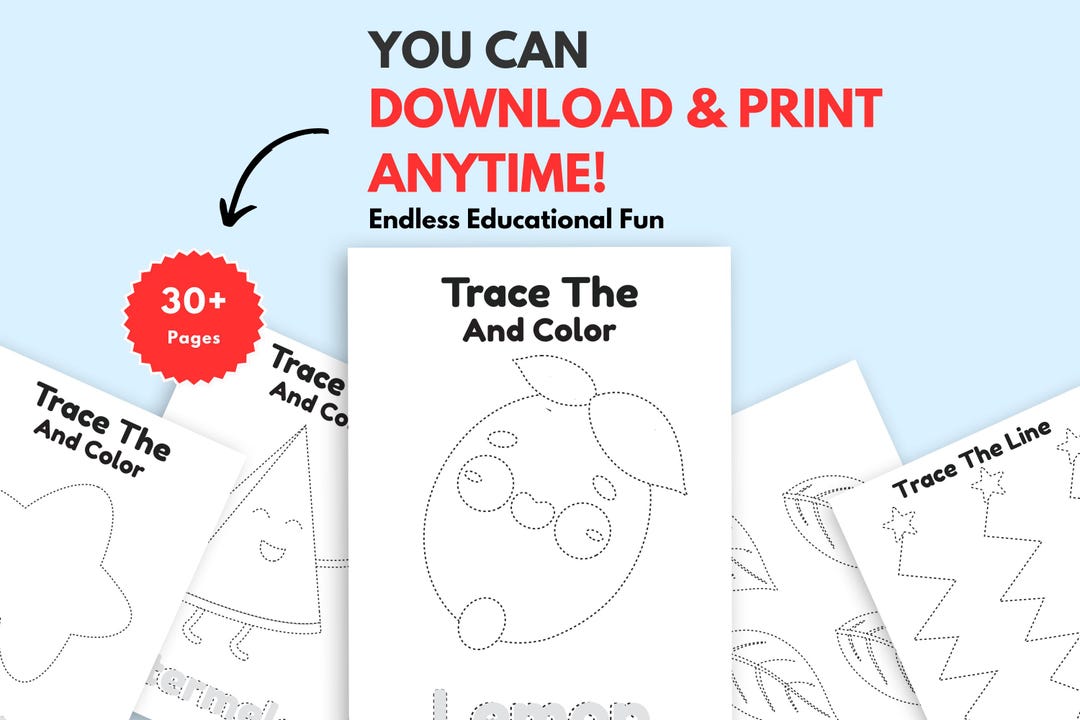 Printable Tracing and Coloring Pages for Kids Fun Educational ...