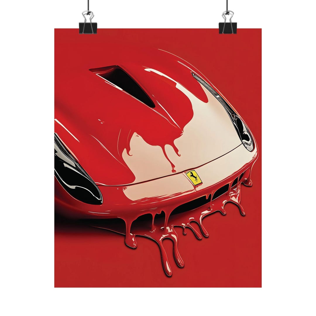 Luxury Dripping Car Poster, Vintage Automotive Poster Modern Red Car ...