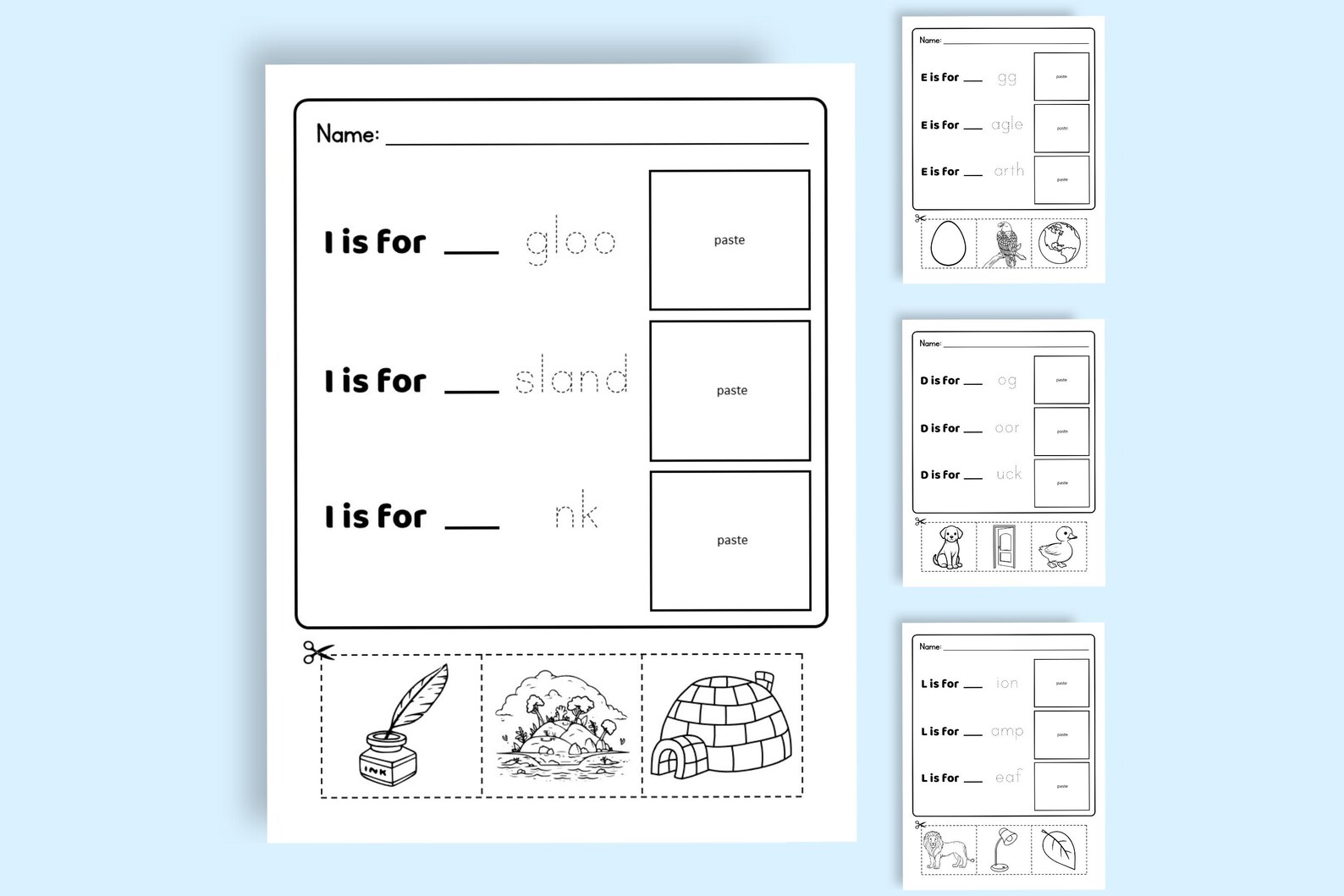 Printable Cut and Paste Letter Tracing Pages for Children - Etsy