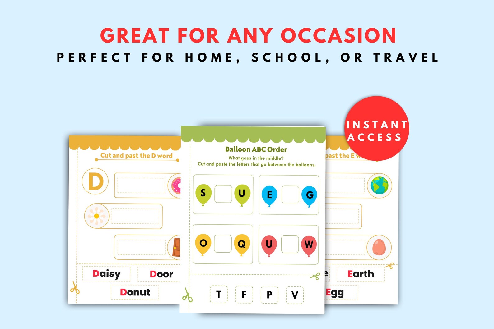 Alphabet Balloon-themed Printable Activity Pages for Kids | Educational ...