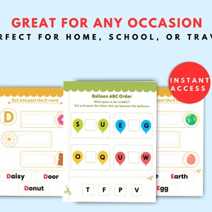 Alphabet Balloon-themed Printable Activity Pages for Kids | Educational ...