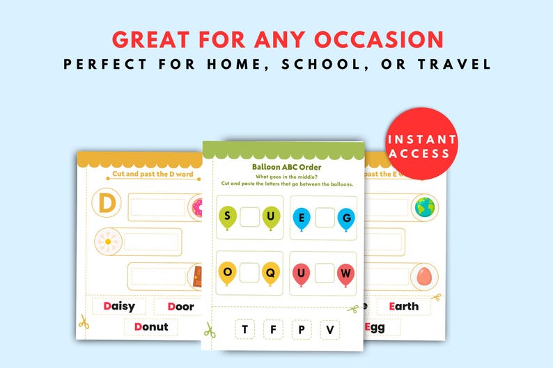 Alphabet Balloon-themed Printable Activity Pages for Kids | Educational ...