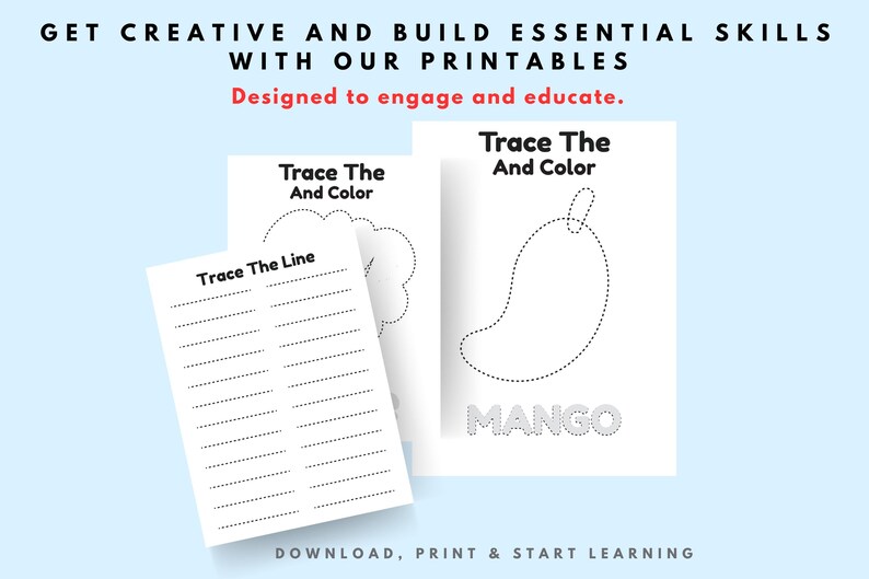 Printable Tracing and Coloring Pages for Kids Fun Educational ...