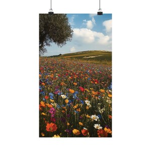 Floral Field Matte Vertical Posters, Rose Blossoms Print, Wildflower ...