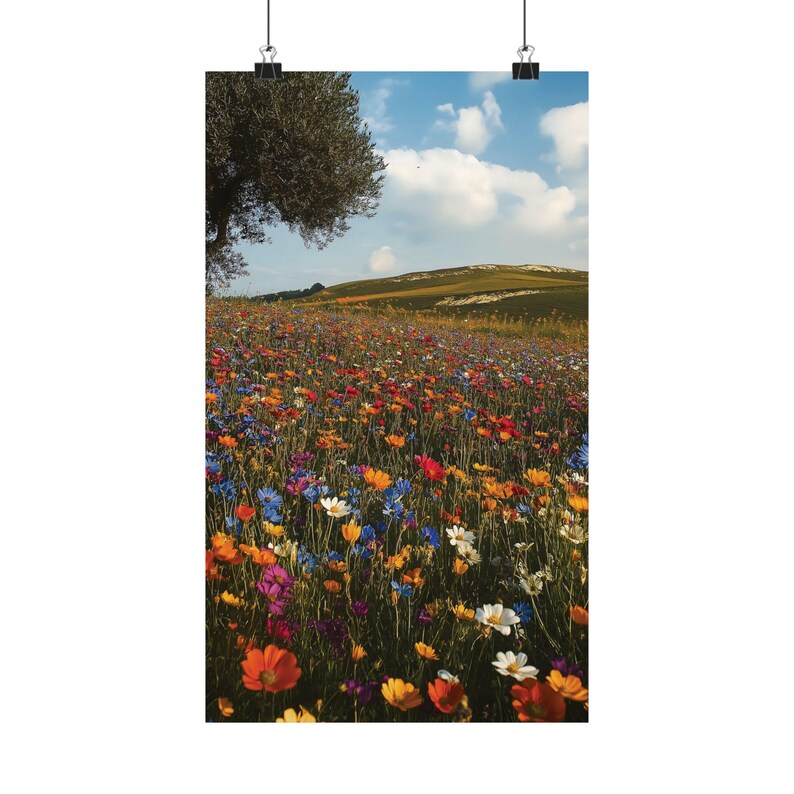 Floral Field Matte Vertical Posters, Rose Blossoms Print, Wildflower ...