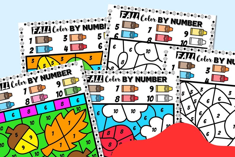 Fall Color by Number Printable | Kids Coloring Pages | Color by Code ...