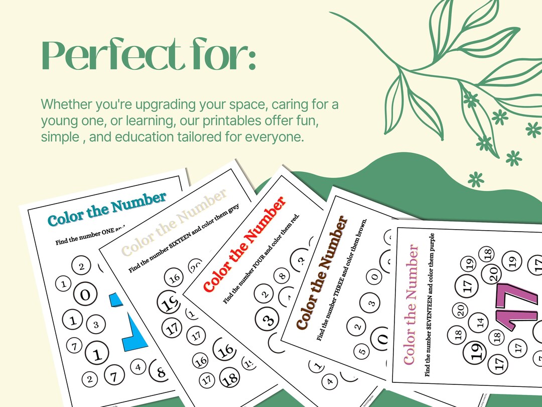 Numbers Coloring Worksheet for Kids: Printable Educational Activity ...