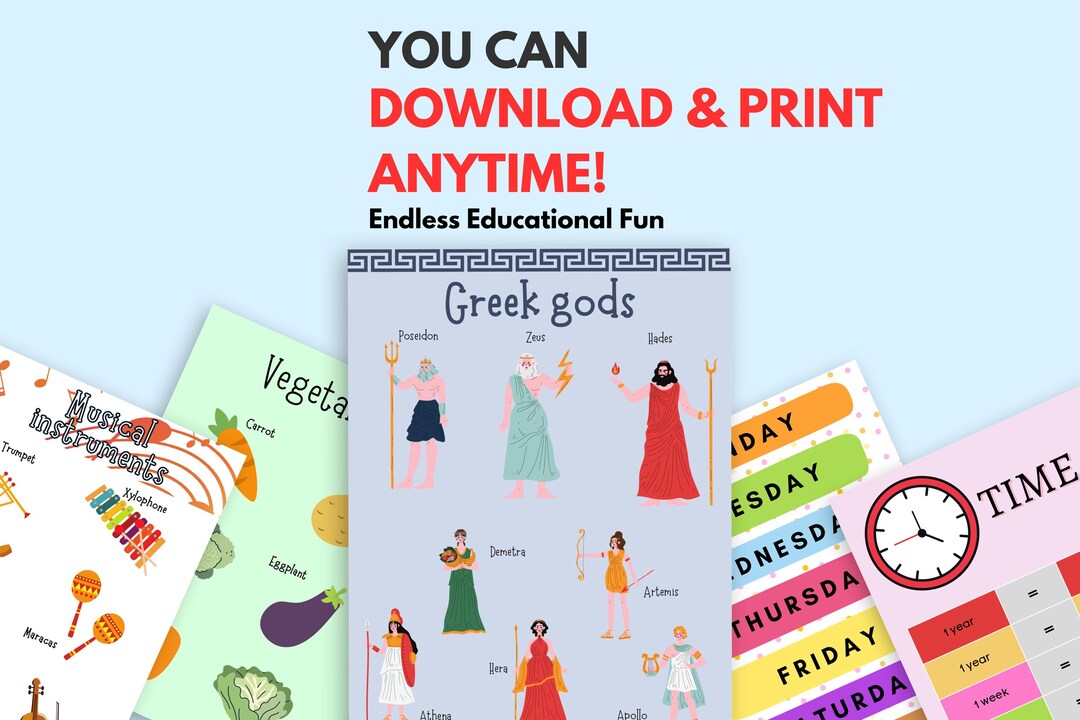 Educational Posters Bundle | Printable Learning Charts | Colors ...