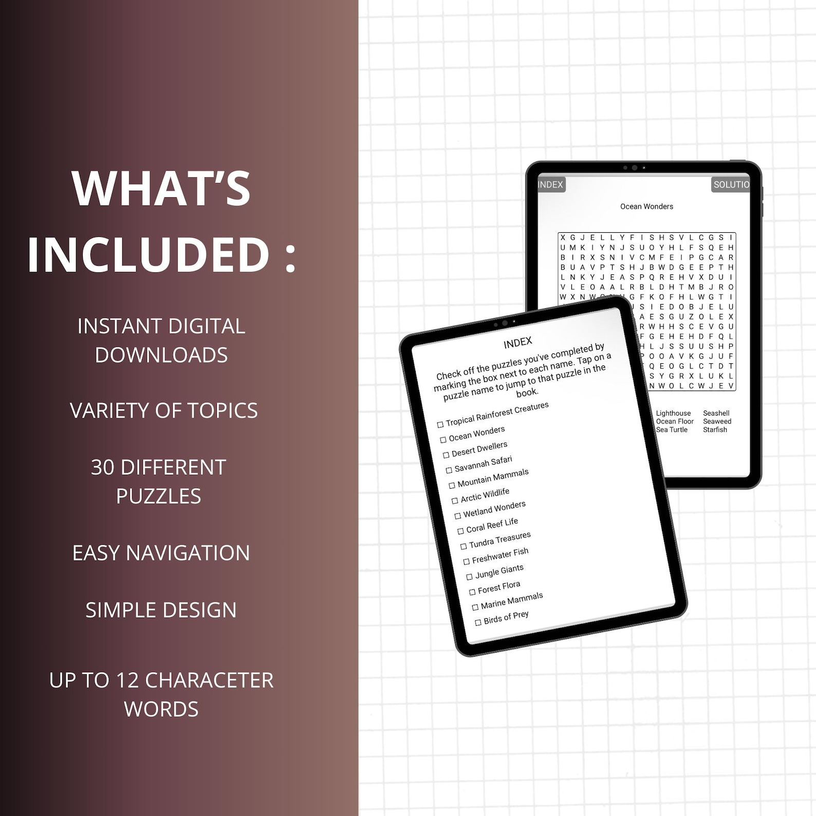 Animals Word Search Kindle Scribe Word Search Puzzles | Interactive ...