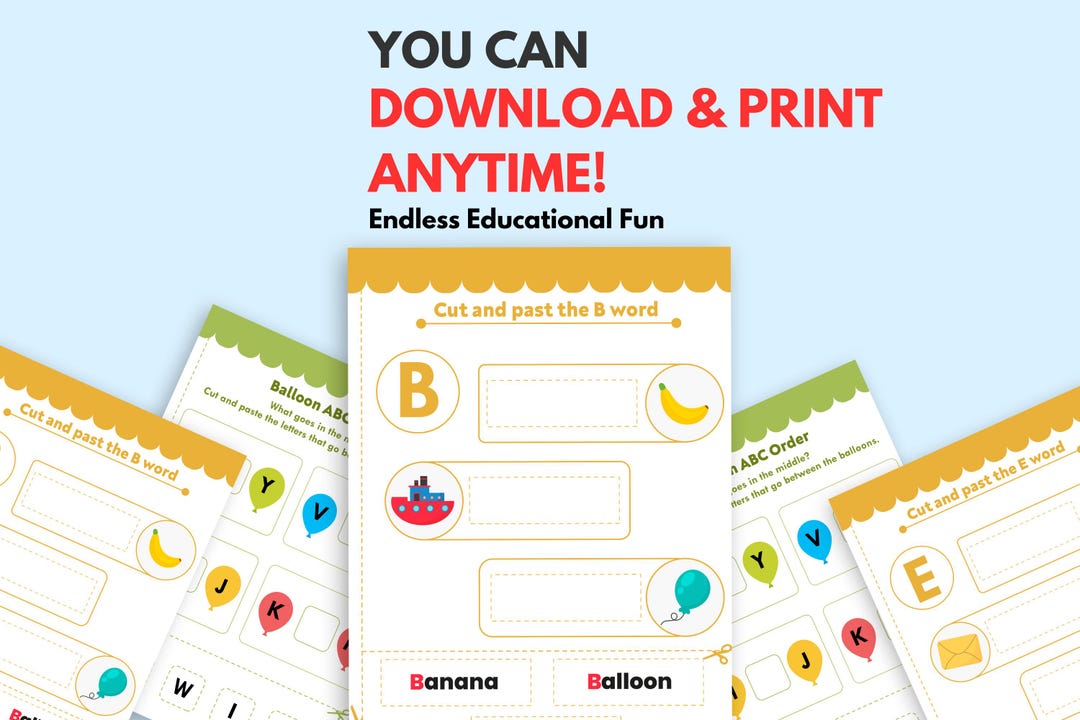 Alphabet Balloon-themed Printable Activity Pages for Kids | Educational ...