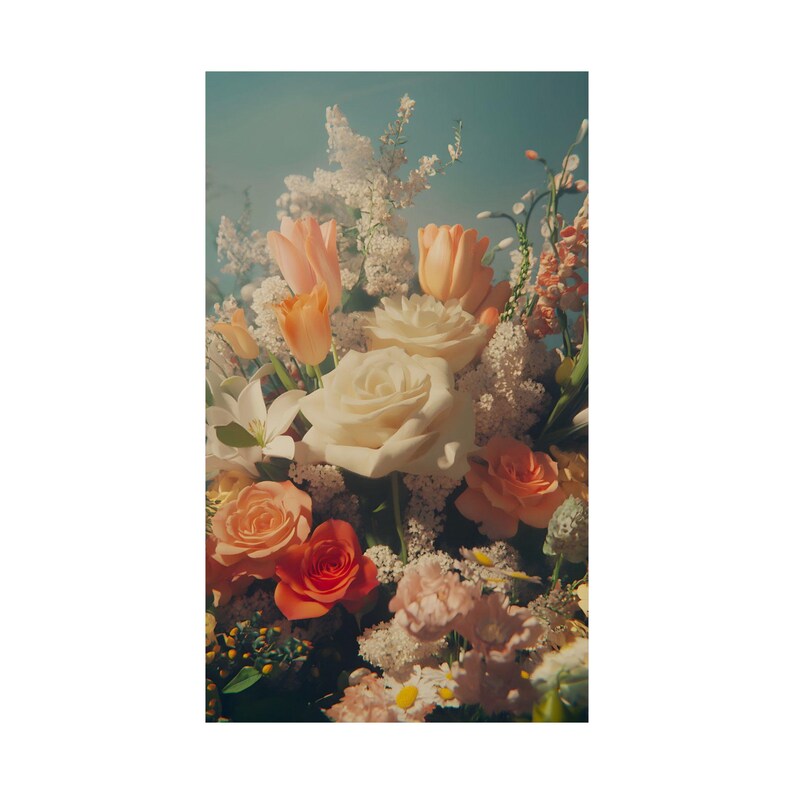 Vibrant Flower Bouquet Wall Art Poster| Floral Artwork | Realistic ...