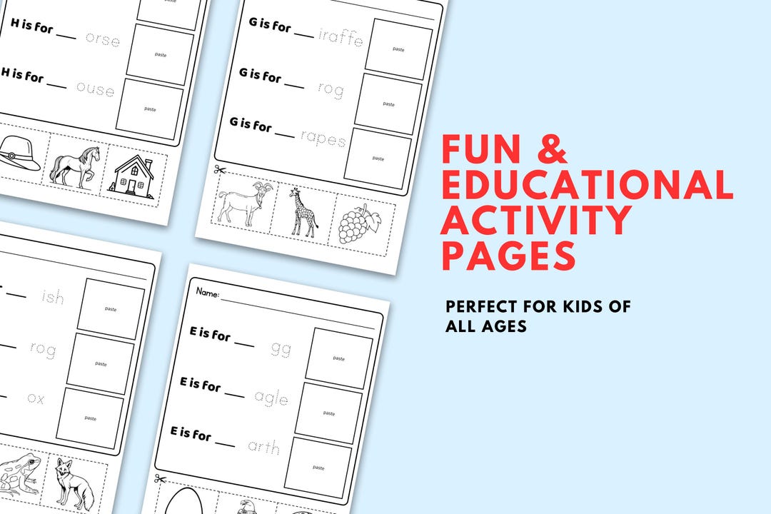 Printable Cut and Paste Letter Tracing Pages for Children - Etsy