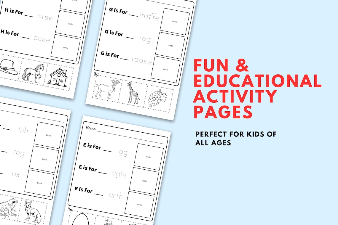 Printable Cut and Paste Letter Tracing Pages for Children - Etsy