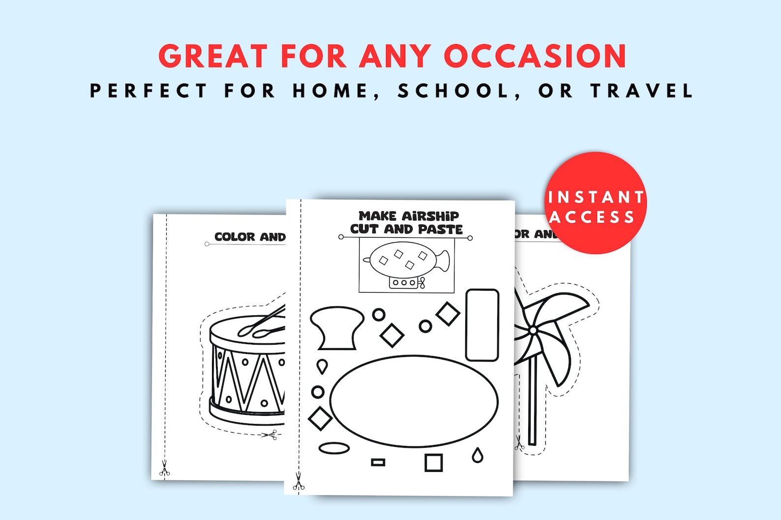 Kids Scissor Skills Printable | Tracing and Coloring Activity Pages ...