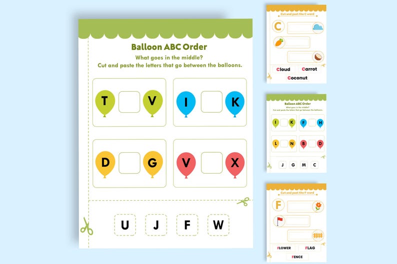 Alphabet Balloon-themed Printable Activity Pages for Kids | Educational ...