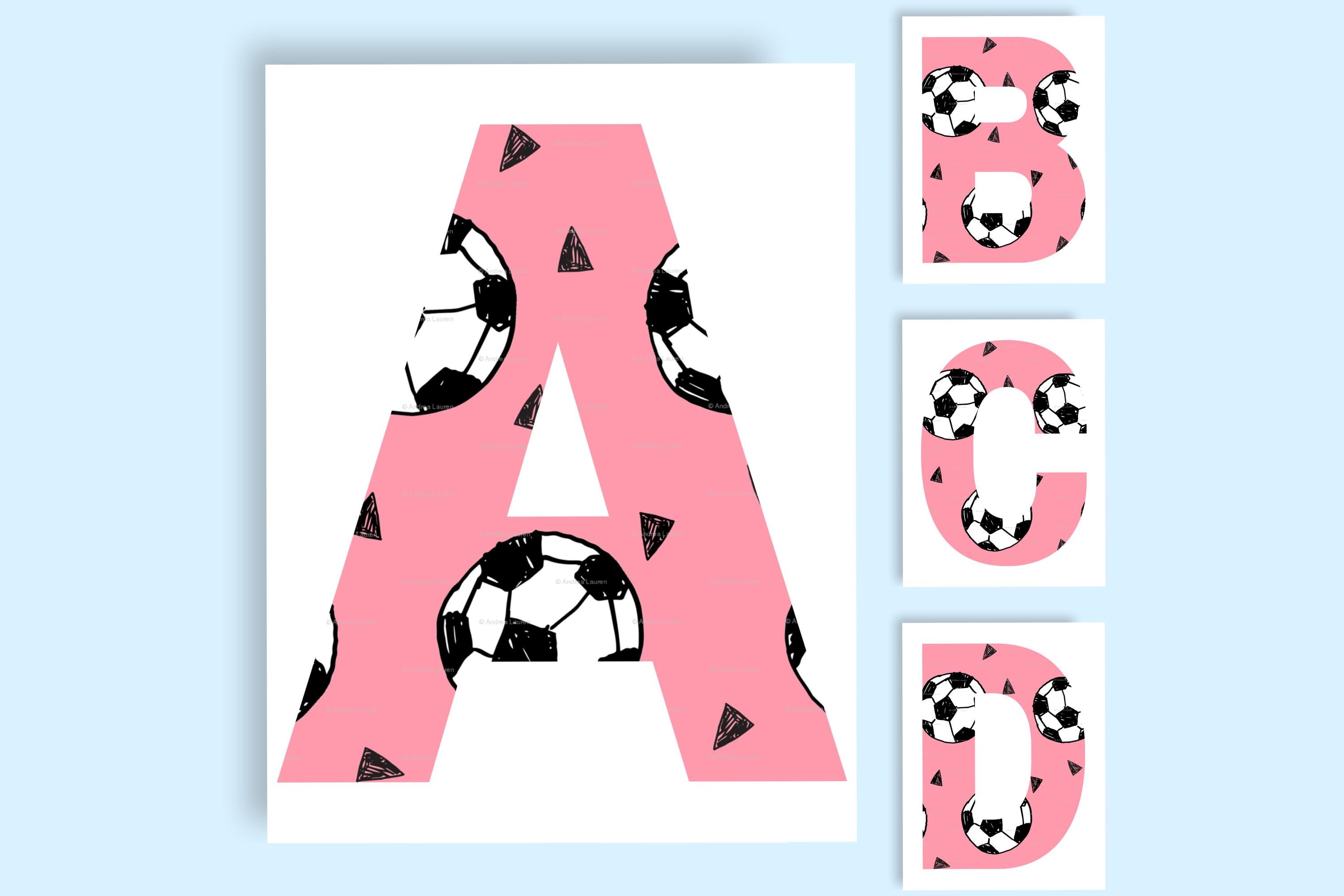 Soccer-themed Printable Alphabet Letters Custom Sports Wall Art Pink ...