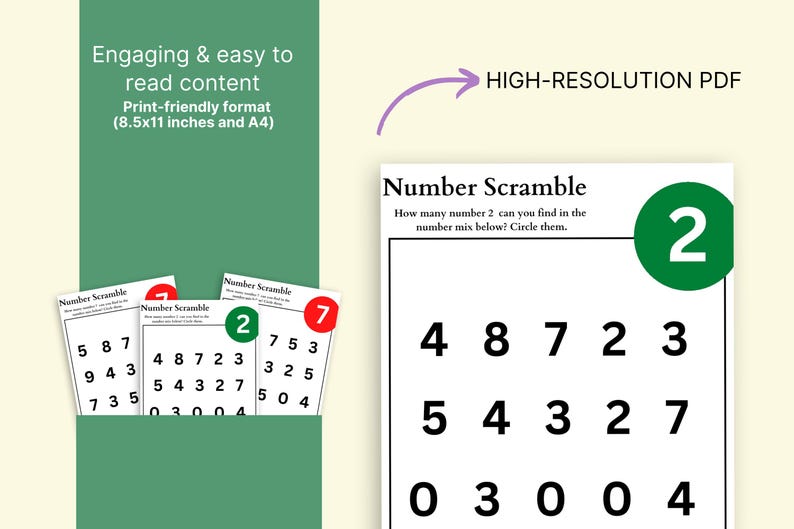 Number Search Scramble Worksheet: Fun Math Game for Kids (PDF Printable ...