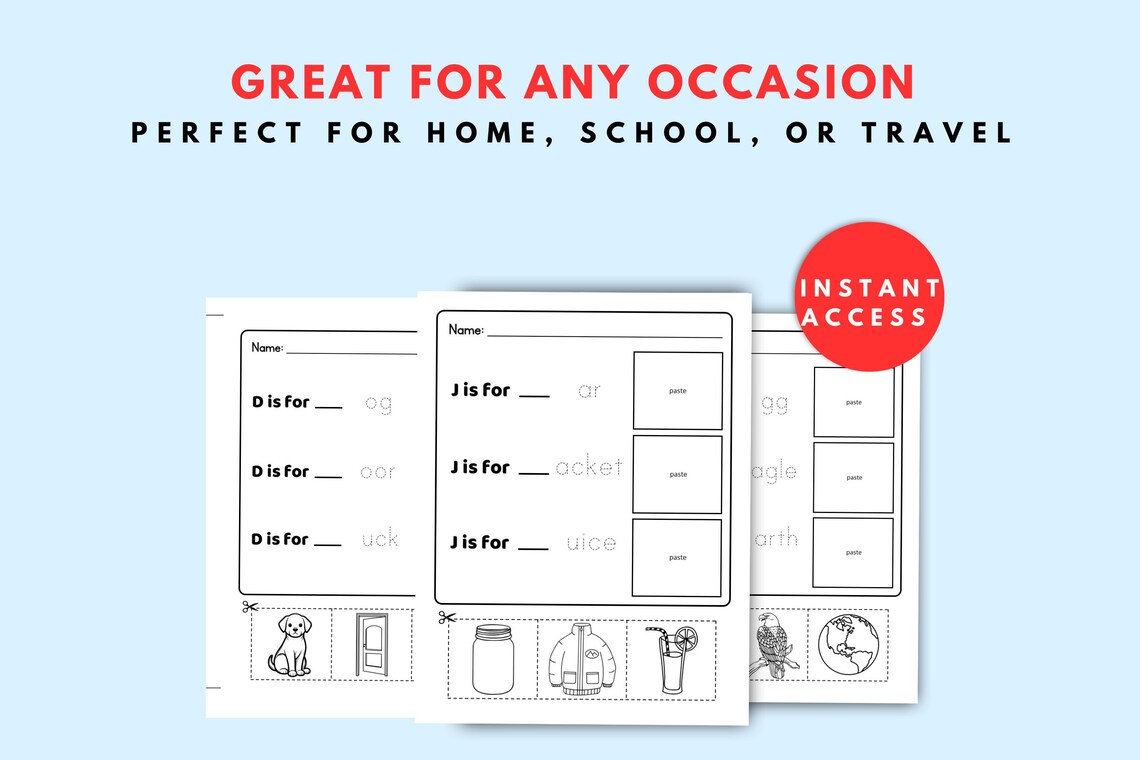 Printable Cut and Paste Letter Tracing Pages for Children - Etsy