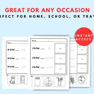 Printable Cut and Paste Letter Tracing Pages for Children - Etsy
