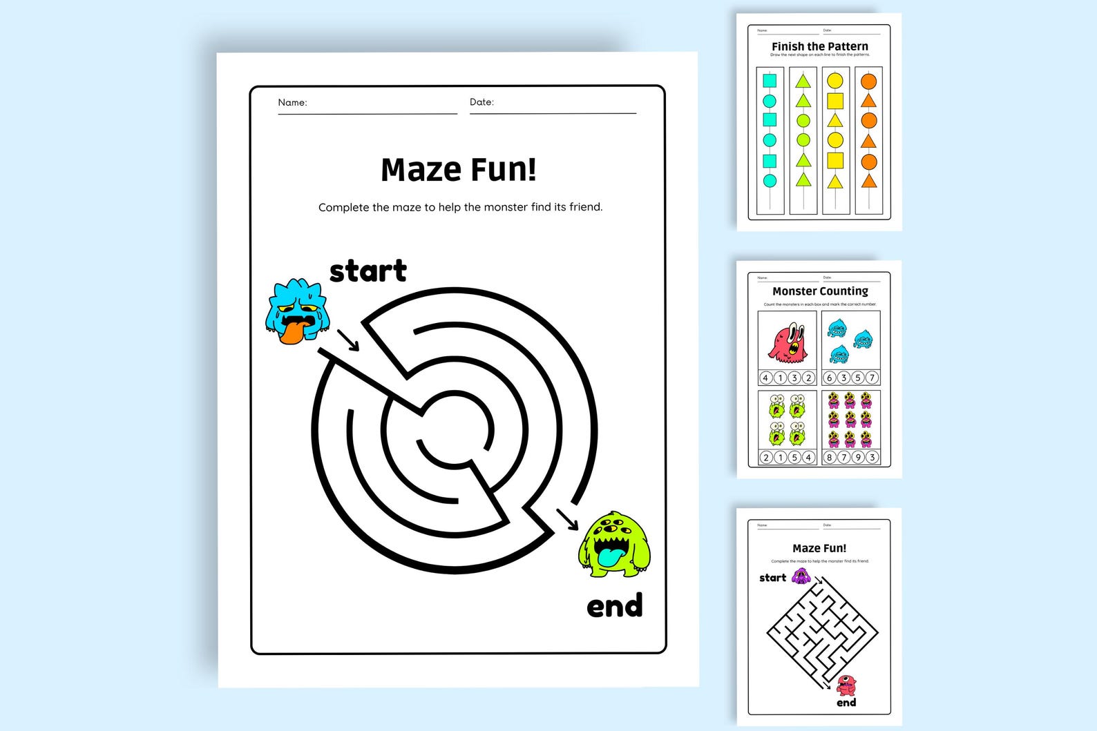 Printable Halloween Monster Spooky Activity Book for Kids Ages 3-7 ...