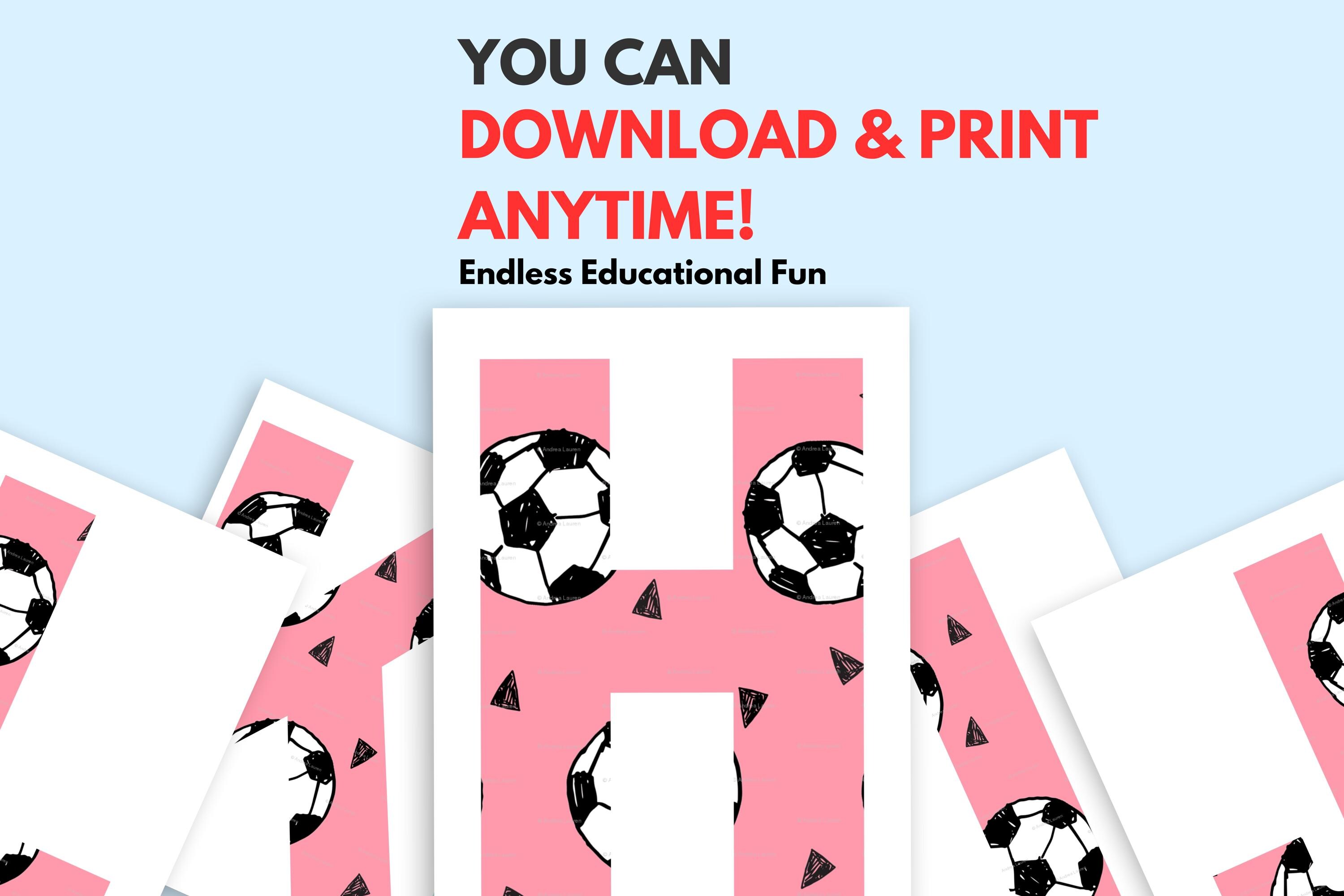 Soccer-themed Printable Alphabet Letters Custom Sports Wall Art Pink ...