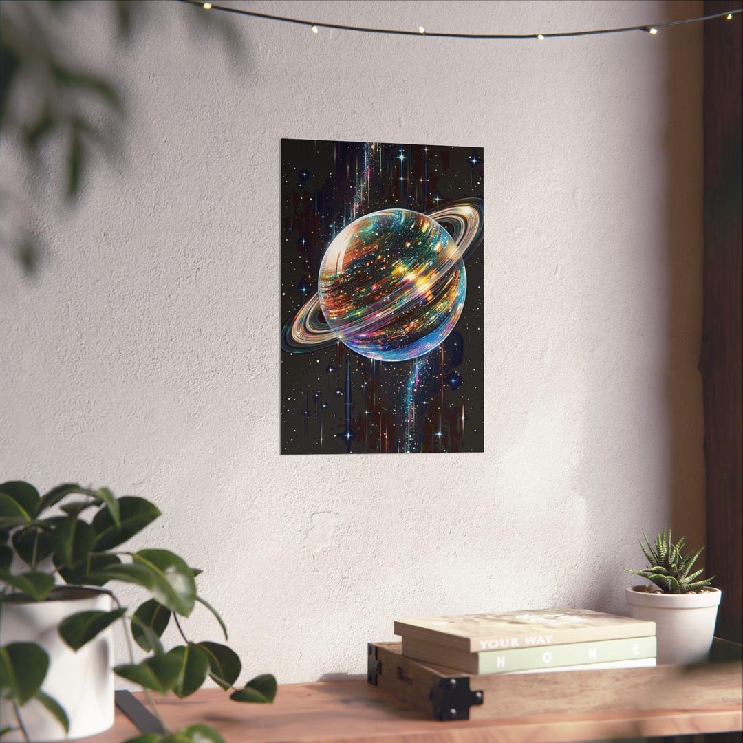 Disco Ball Planet Matte Vertical Poster, Surreal Space Wall Art Print ...