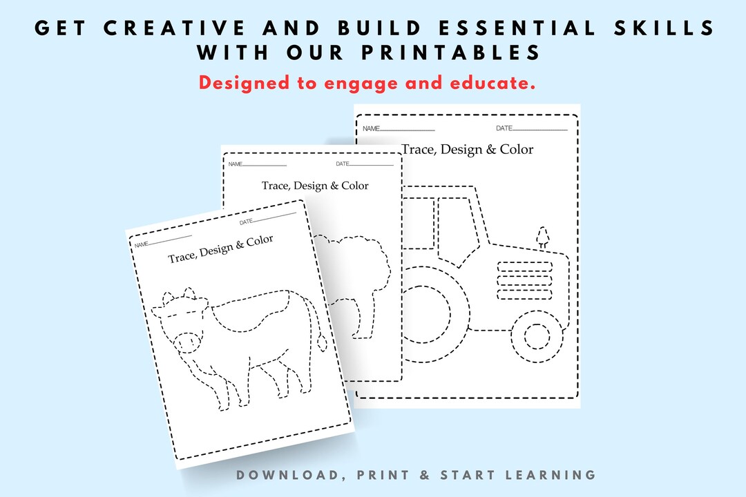 Farm Animal Tracing Sheets to Draw, & Color – Duck, Pig, Goat, Rabbit ...