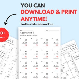 Printable Two-digit Addition and Comparing Numbers Practice Worksheet ...
