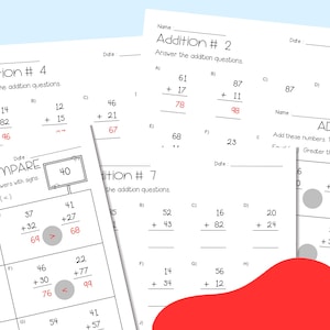 Printable Two-digit Addition and Comparing Numbers Practice Worksheet ...