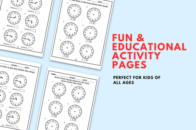 Printable Telling Time Worksheets for Kids | Clock Practice | 'half ...