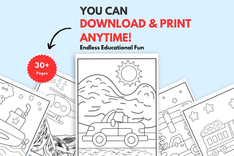 Printable Kids Coloring Pages | Fun and Educational Art | Instant ...