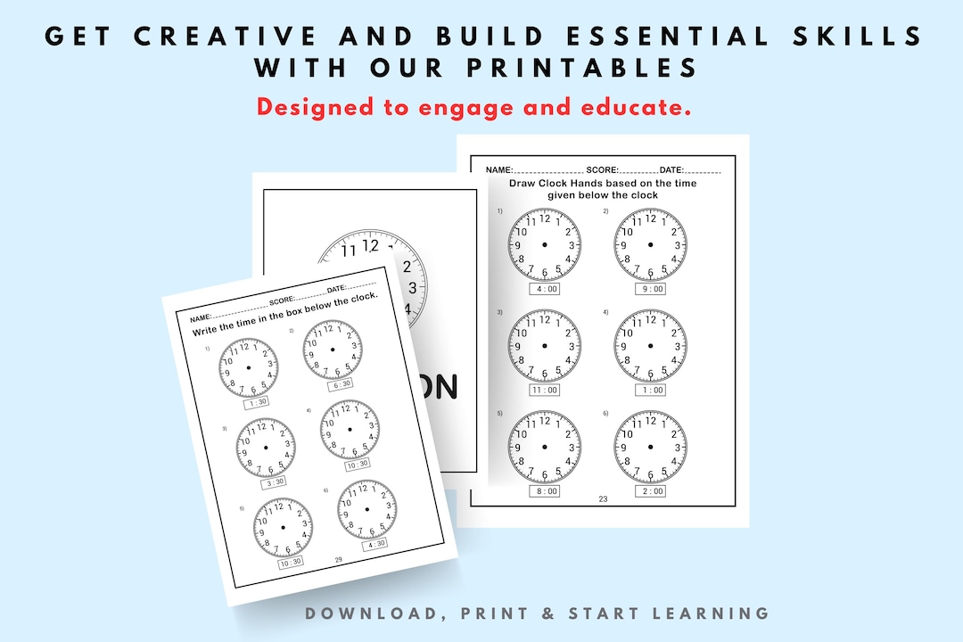 Clock and Time Practice Worksheets • Learn About Different Clocks ...
