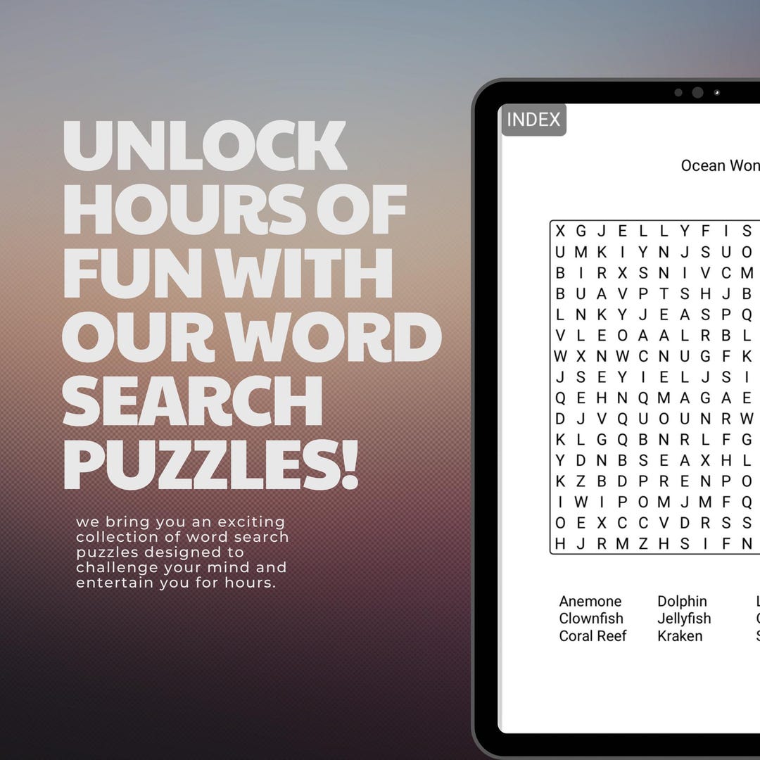 Animals Word Search Kindle Scribe Word Search Puzzles | Interactive ...