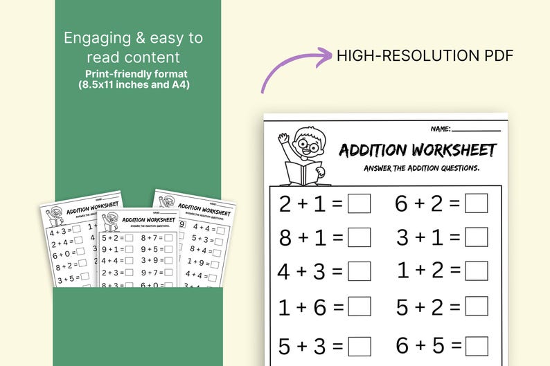 Addition Worksheets: Fun Maths Practice for Kids (printable PDF) - Etsy